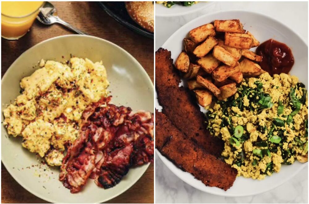 Thursday Plate Update: Tofu Scramble & Tempeh Bacon vs. Scrambled Eggs ...